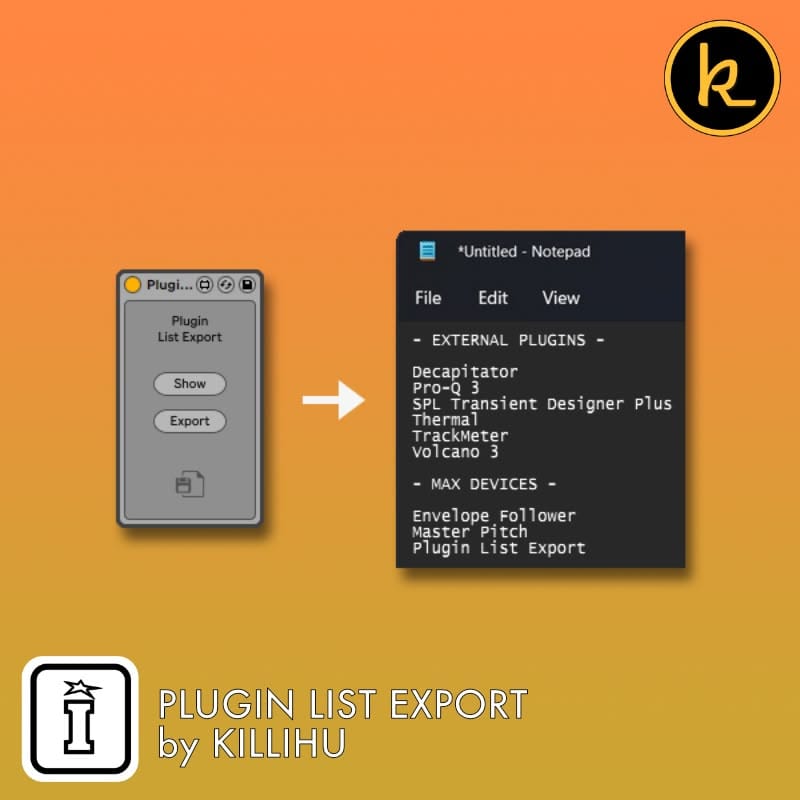 Plugin List Export by KILLIHU | Isotonik Studios