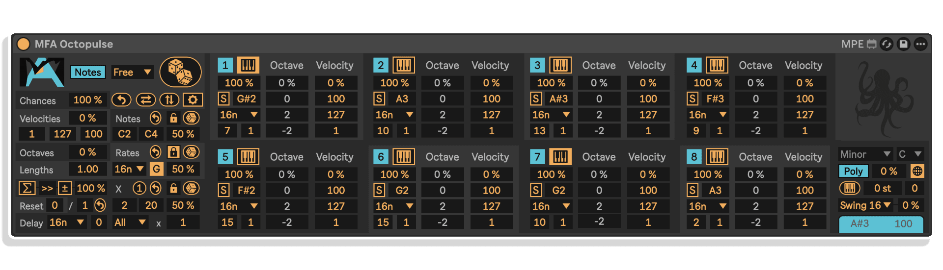 Octopulse by Manifest Audio | Generative MIDI Sequencer